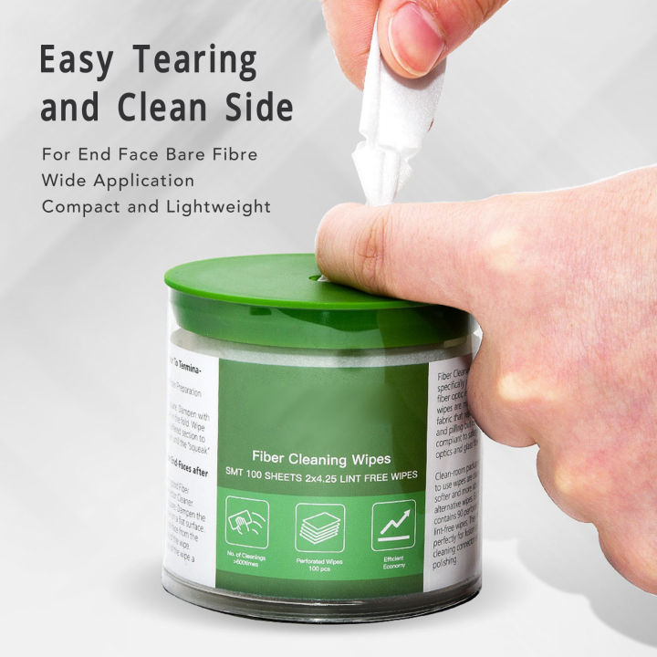 100 Sheets Fiber Optic Cleaning Wipe Dry Wet Use Fiber Optic Connector ...