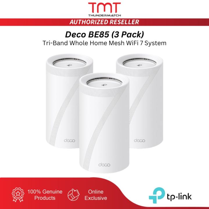 TP-Link Deco BE85 3 Pack BE22000 Tri Band Whole Home Mesh WiFi 7 System ...