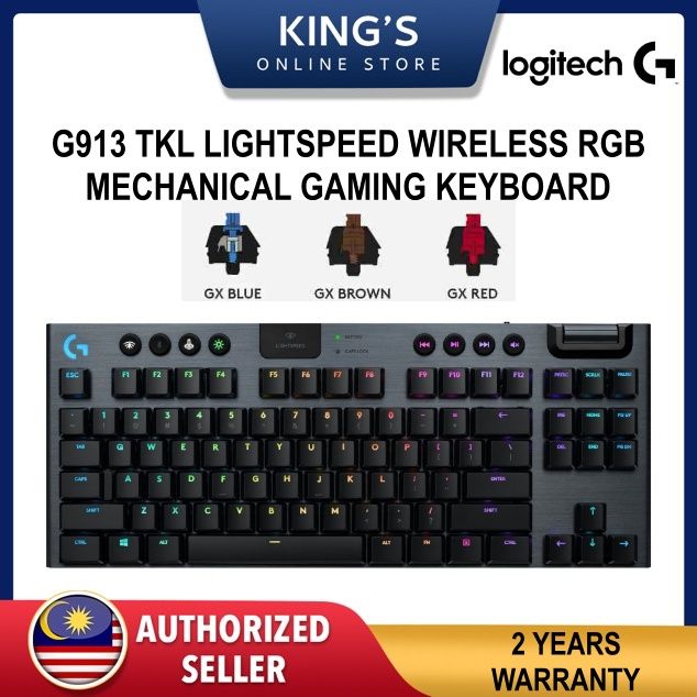 LOGITECH G913 TKL TENKEYLESS LIGHTSPEED WIRELESS RGB MECHANICAL GAMING ...