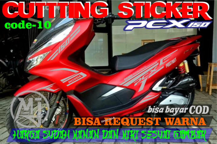 cutting sticker pcx 150 body merah code-10 | Lazada Indonesia