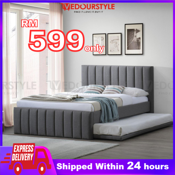 Vedourstyle Queen size divan bed with single bed pull out bed strong ...