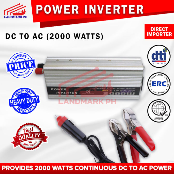 LANDMARK 2000W Power Inverter (DC to AC) Car Volt Converter with Buzzer ...