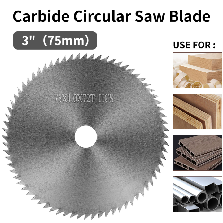 3 Inch 75mmx1.0mmx72T Carbide Circular Saw Blade Cutting Disc Tool Wood ...