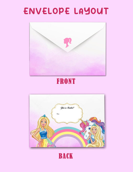 MCDO BARBIE PRINTED WHITE ENVELOPE ( 100 GSM) FOR INVITATION (BIRTHDAY ...