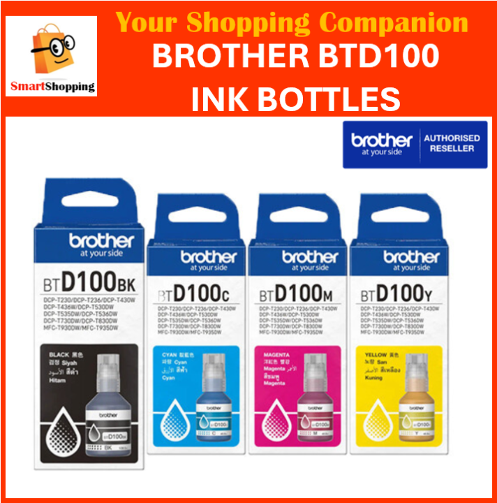 Brother BTD100BK BTD100 100 Ink Bottle BTD100C BTD100M BTD100Y Black ...