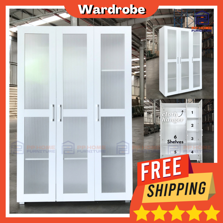 🎉(𝗖𝗡𝗬)𝗙𝗥𝗘𝗘 𝗦𝗛𝗜𝗣𝗣𝗜𝗡𝗚🎉 Wardrobe with (3)doors, H186xL120x52cm(SKU:WD2545 ...