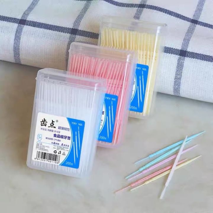200pcs/can Food grade plastic portable toothpicks Disposable ...