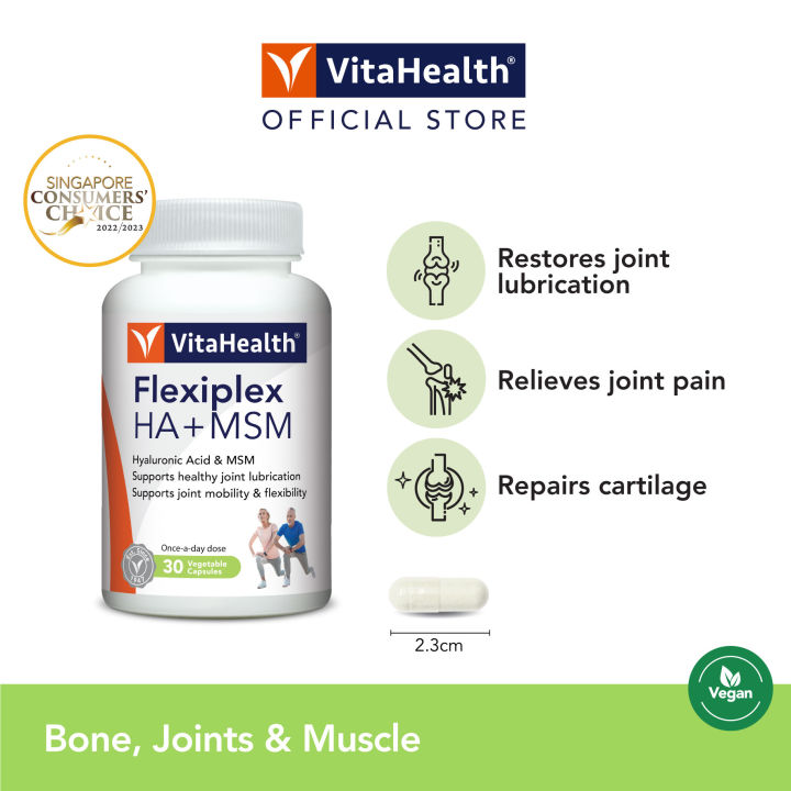 Flexiplex [EXP 01-2027] - Hyaluronic Acid & MSM, Joint Pain, Vegan ...