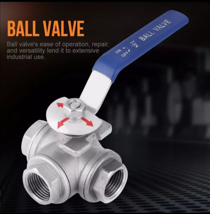 Stainless Steel SUS304 Ball Valve Three-way Type Female Thread DN15 Water Ball Valve Pipe T-port ...