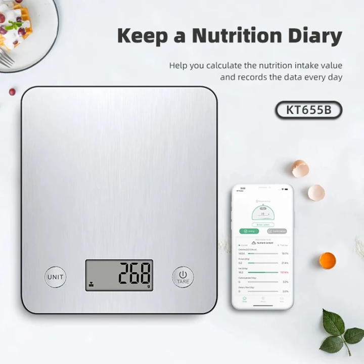 Smart Food Nutrition Scale Digital Kitchen Scale 5kg Stainless Steel ...