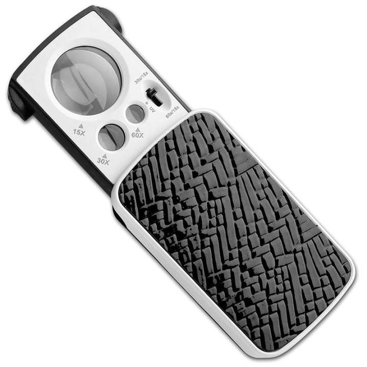 LED Lighted Slide out Pocket Magnifying Glass - 30X 60X and 90X Multi ...