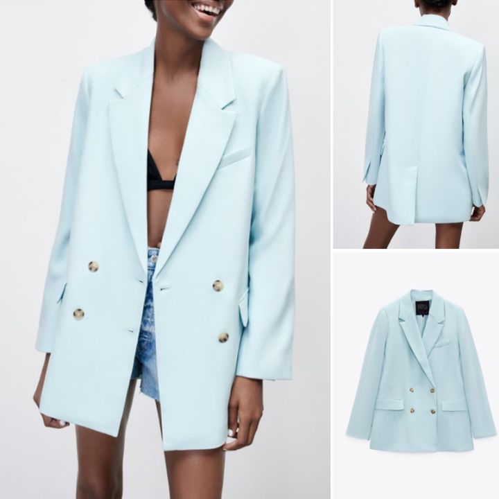 Zara 22 ฤดูร้อน สไตล์ใหม่ เสื้อเบลเซอร์ ผ้าเดรป แขนยาว คอปก พร็อพหลวม ดูผอมลง 1255718 | Lazada.co.th