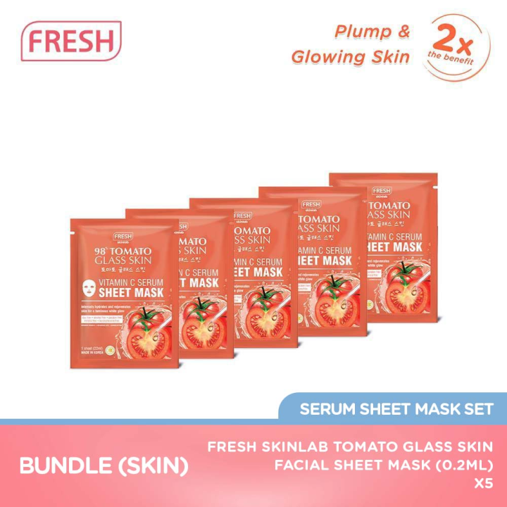 Fresh Skinlab Tomato Glass Skin Vitamin C Serum Sheet Mask (Set of 5 ...