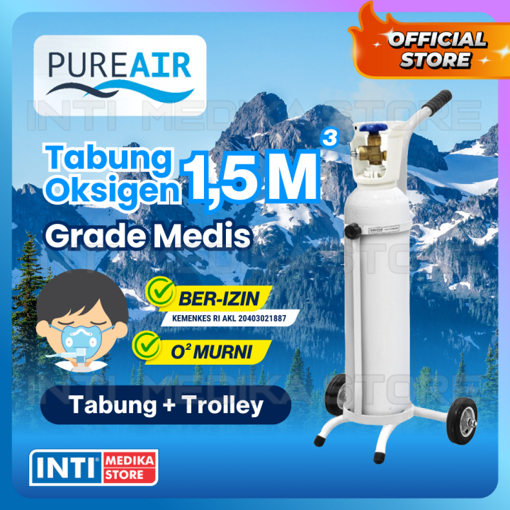 PURE AIR - Tabung Oksigen Set 1,5m3 ( + Trolley) | Tabung Oxygen ...