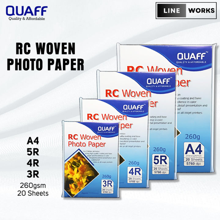 Lineworks - QUAFF RC Woven Photo Paper 20 sheets 260gsm (A4, 5R, 4R, 3R ...