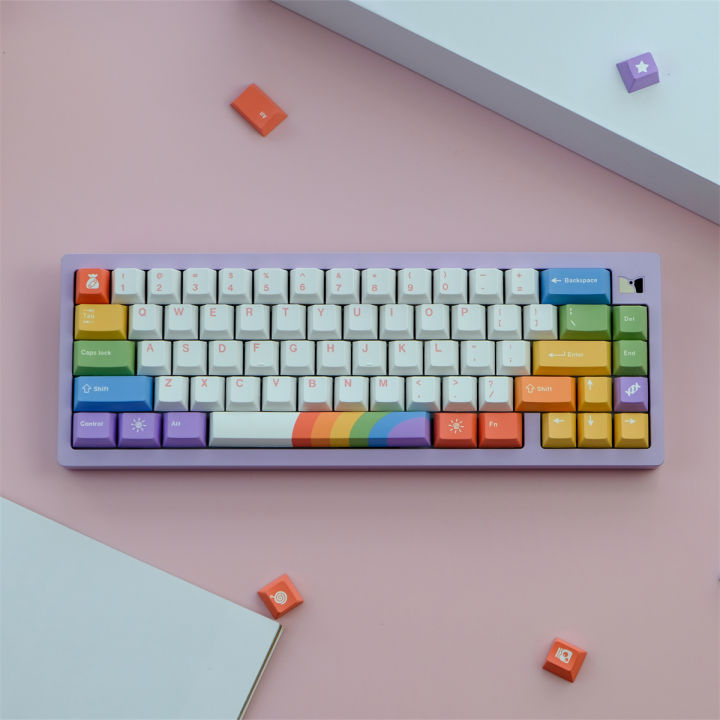 【Keycap Only】GMK Rainbow Keycap 129 Keys Cherry Profile PBT Five-Sided ...