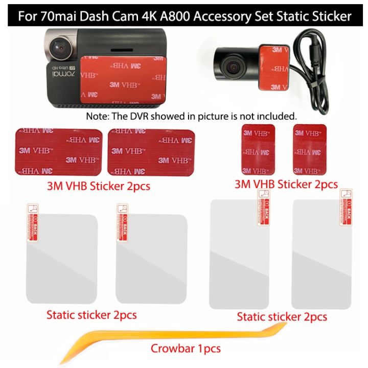 For 70mai Dash Cam A800 4K Accessory Set Static Sticker 3M Film and ...