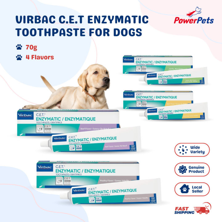 Virbac C.E.T Enzymatic Dog Toothpaste 70g - Dual Enzyme, Mint, Vanilla ...