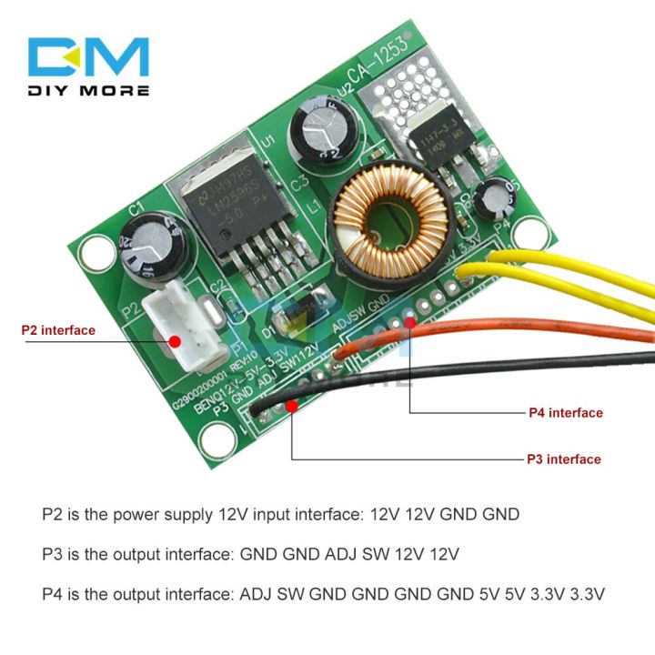 diymore [100% Original] CA-1253 12V Để 5V Đến 3.3V DC-DC Bước-Down Mô-đun LCD Board Cung Cấp ...