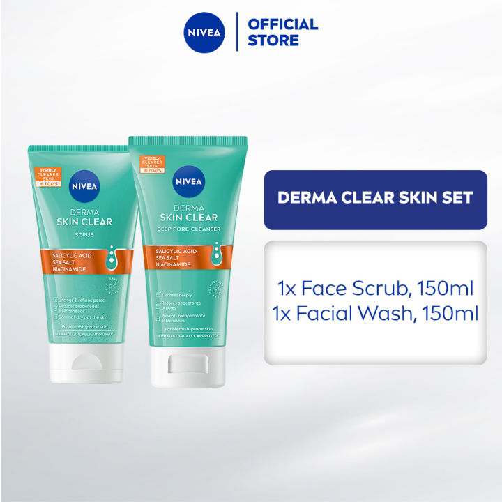 NIVEA Face Cleanser Clear Skin Set: Derma Skin Clear Gel Facial Wash ...