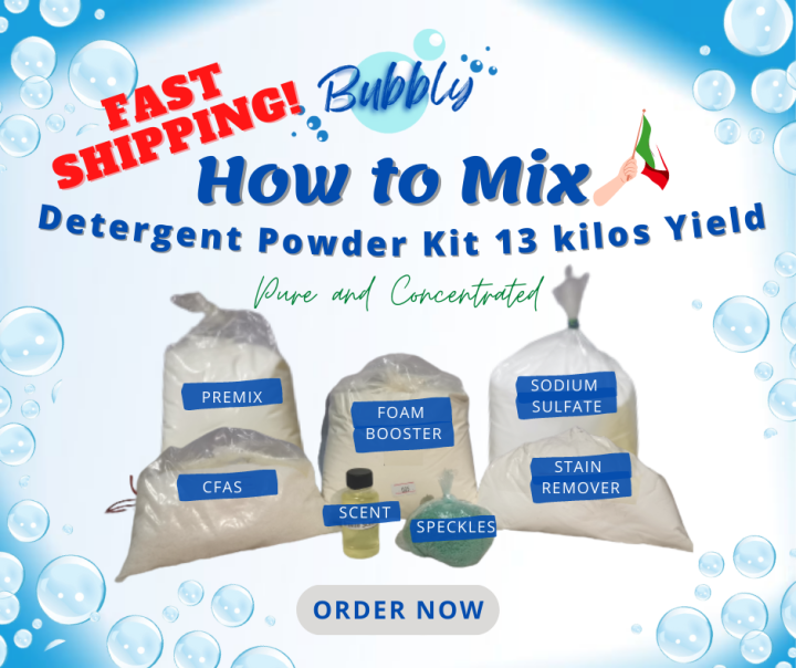 BUBBLY DIY Powder Detergent Kit 13 Kilos Yield ( 7 Components ) Quality ...