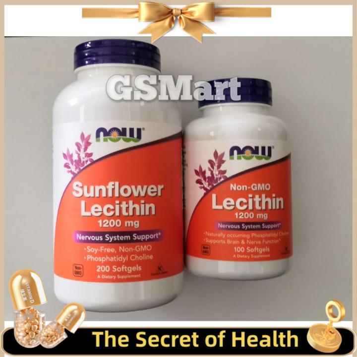 effective~NOW Foods Non GMO Lecithin 100 capsule Sunflower Lecithin ...