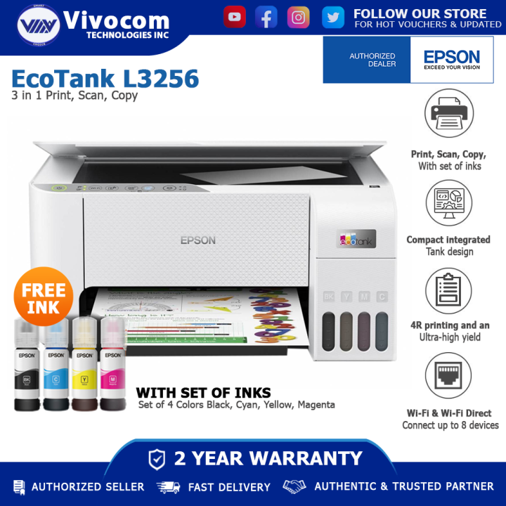 Epson EcoTank L3256 A4 Wi-Fi All-in-One Ink Tank Printer Print, scan, copy | Lazada PH