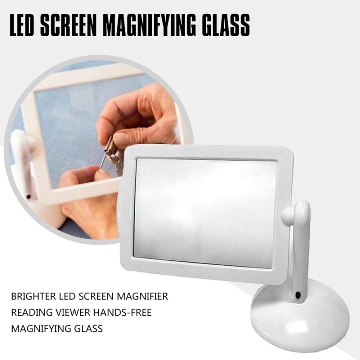 Brighter LED Screen Magnifier Reading Viewer Hands-Free Magnifying ...