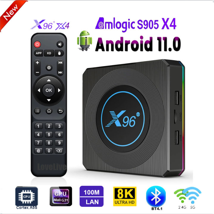 New X96 X4 Android 11 TV Box Amlogic S905X4 Quad Core Cortex A55 8K HD 2.4G&5G Wifi Bluetooth 4. ...