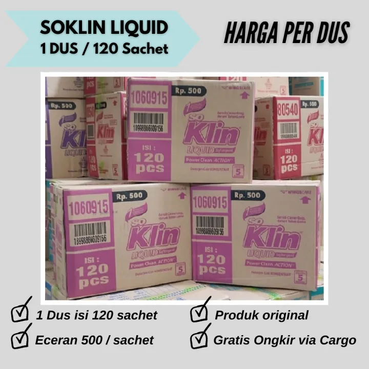 (1 Dus) Soklin Liquid Cair 20ML Eceran 500 - So Klin Detergent Renceng ...