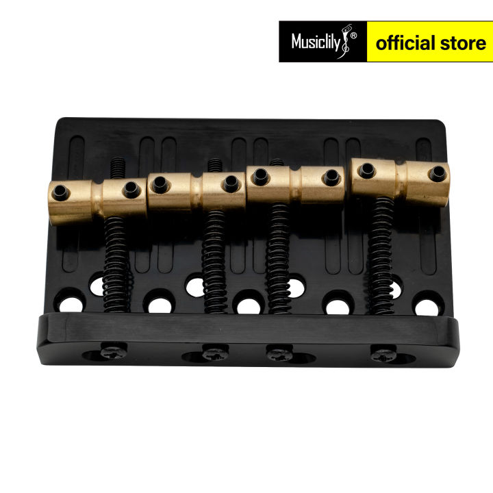 Musiclily Pro 19mm 4-String Bass Hardtail Bridge with Brass Saddles and ...