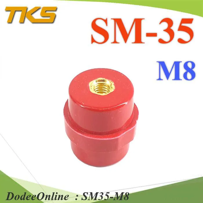 ลูกถ้วยบัสบาร์ สีแดง ลูกถ้วยฉนวนแดง Busbar Insulator SM-35 ยีดสกรู M8 ไม่รวมสกรู รุ่น SM35-M8 ...