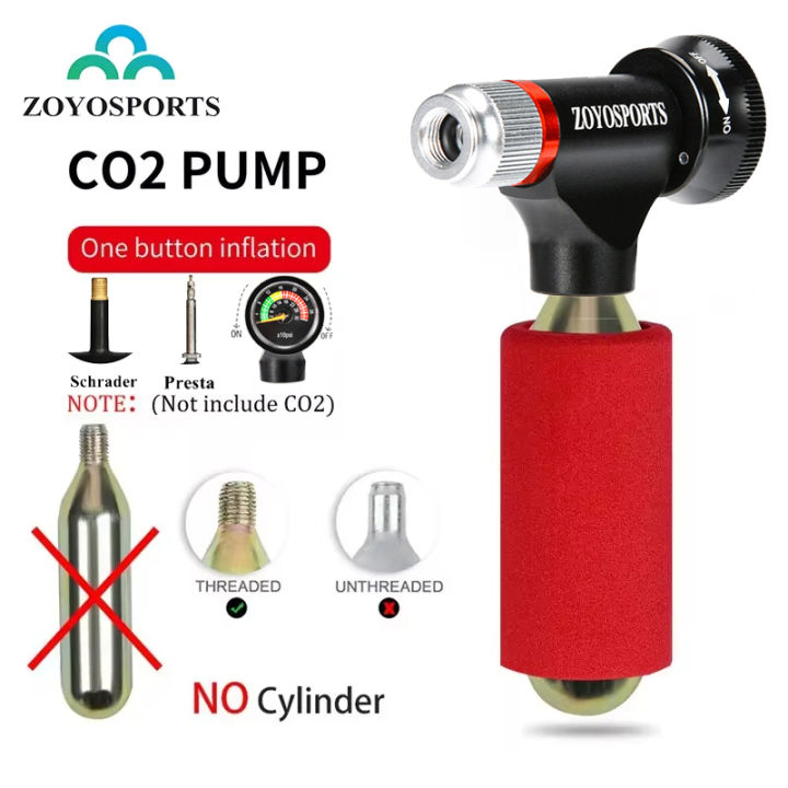 Mini CO2 Inflator with Pressure Gauge Portable Bicycle Tire Pump for ...