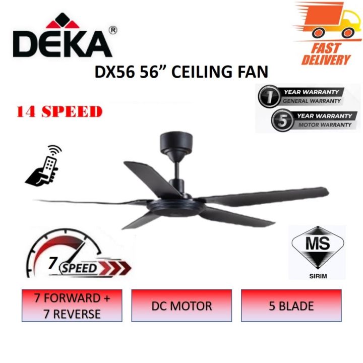 DEKA DX56(NEW) 7 SPEED 5-Blade Ceiling Fan 56'' With Remote Control ...