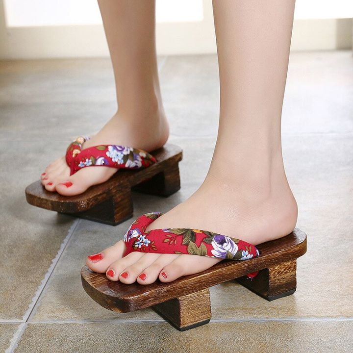 Anime Cosplay Japanese Traditional Geta For Woman Man Floral Print ...