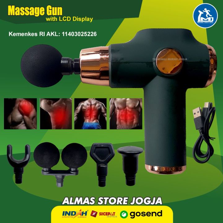 MASSAGE GUN PORTABLE LCD Display 5 Kepala Pijat Getar Terapi Refleksi ...