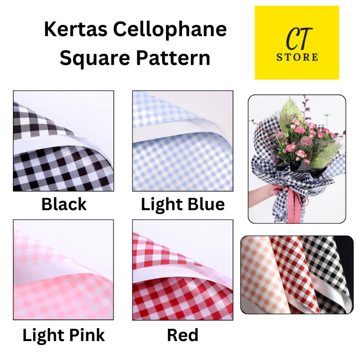 *5 LEMBAR* Kertas Cellophane Bucket Bunga [Square Pattern] Flower ...