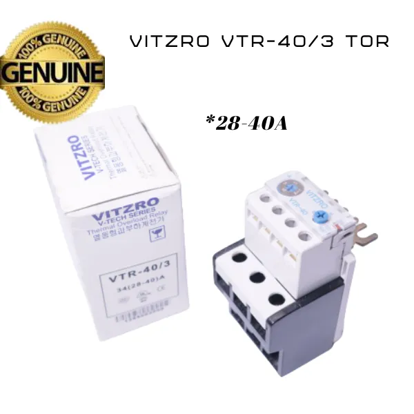 VITZRO ( VTR-40/3 ) 28A - 40A 3Pin Thermal Overload Relay TOR | Lazada