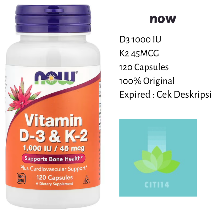 Now D3 K2 120 Caps D3 1000IU K2 45 MCG Vitamin D3 & K2 | Lazada Indonesia