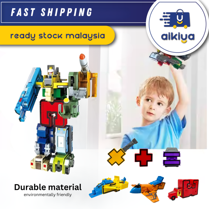 Number Transforming Robot [0-9 = - + x ÷] 15 Pieces Transformer Kid Children Toy Educational Fun ...