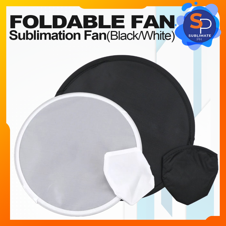 Coated Foldable Fan Personalized Sublimation (Black/White) Sublimation ...
