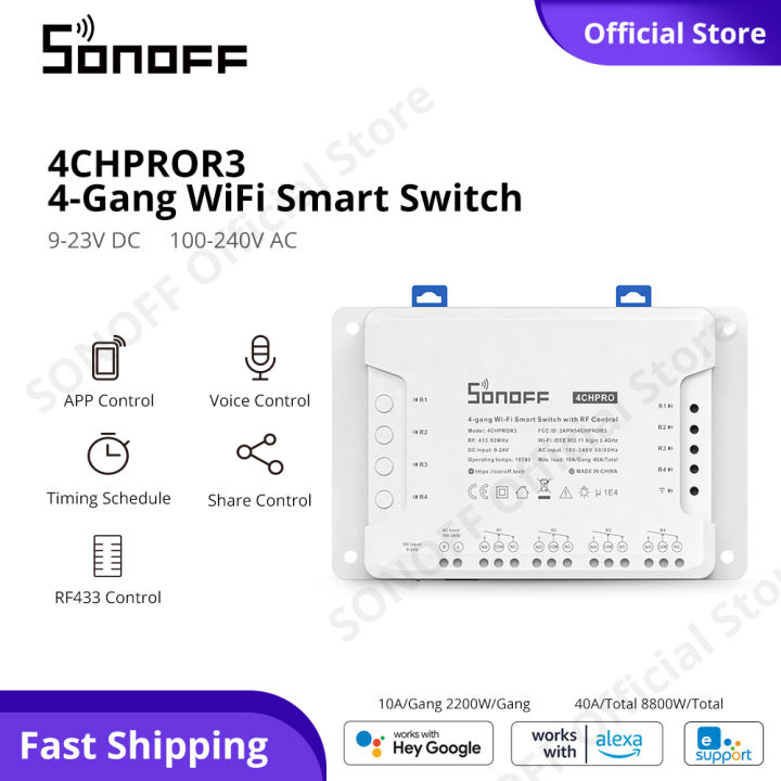 SONOFF 4CH PRO R3 4 Gang WiFi Smart Switch with RF Control 3 Working ...