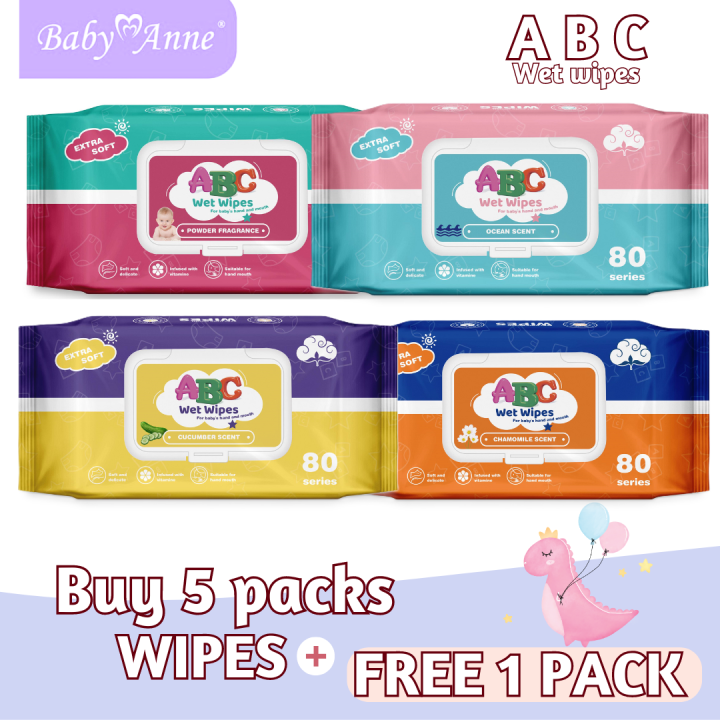 5 PACKS PLUS 1 PACK ABC BABY CARE SCENTED WET WIPES | Lazada PH