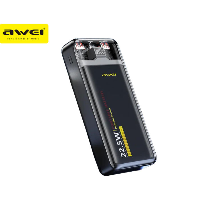 Awei P78K 20,000mAh Fast Charging Transparent Power Bank 22.5W LED ...