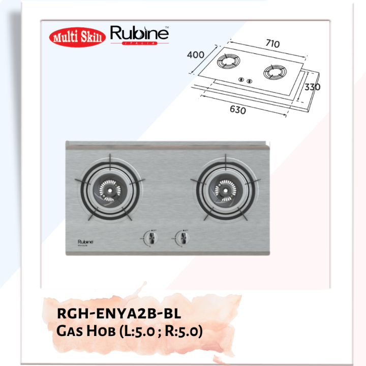 *Ready Stock* Rubine Stainless Steel Gas Hob RGH-ENYA2B-BL | Lazada