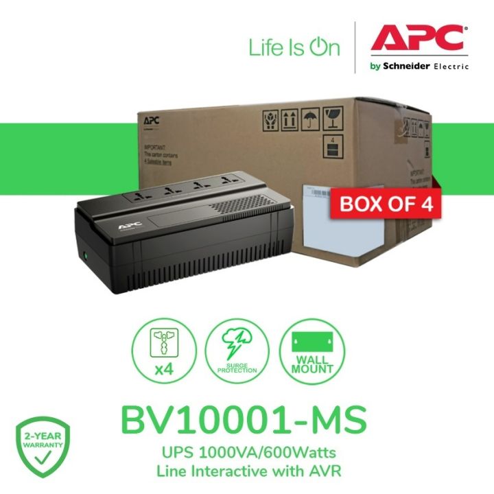 APC UPS BV1000I-MS 1000VA/600Watts Line Interactive with AVR, BOX OF 4 ...