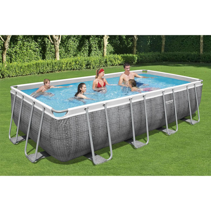BESTWAY 56998 Power Steel Rattan Frame Swimming Pool Large Family Adult ...