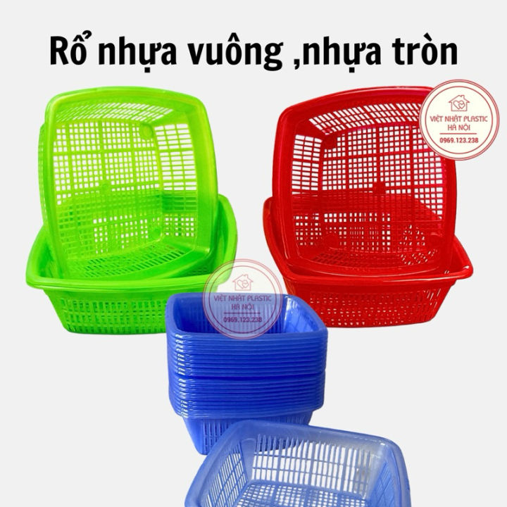 [sẵn] [Giá sỉ] Rổ nhựa vuông ,nhựa tròn Việt Nhật rổ đựng rau sống, rổ ...