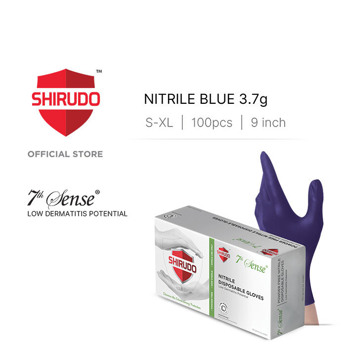 SHIRUDO 7th Sense Violet Blue Nitrile Disposable Glove - LOW DERMA (9 ...