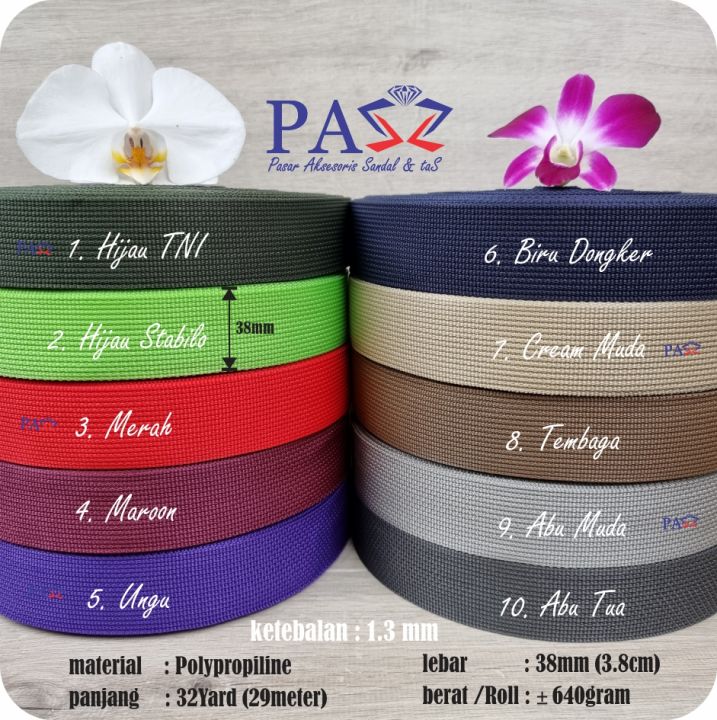 Webbing 3.8cm F72 1Roll isi 32yard | Lazada Indonesia